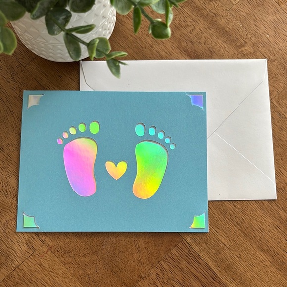 Office | Holographic Baby Footprint Card | Poshmark